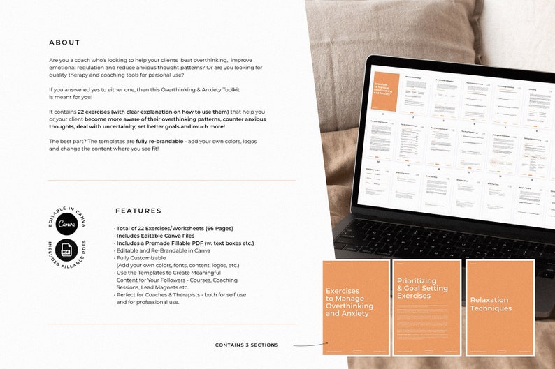 Overthinking and Anxiety Toolkit / Editable Coaching Tools and ...