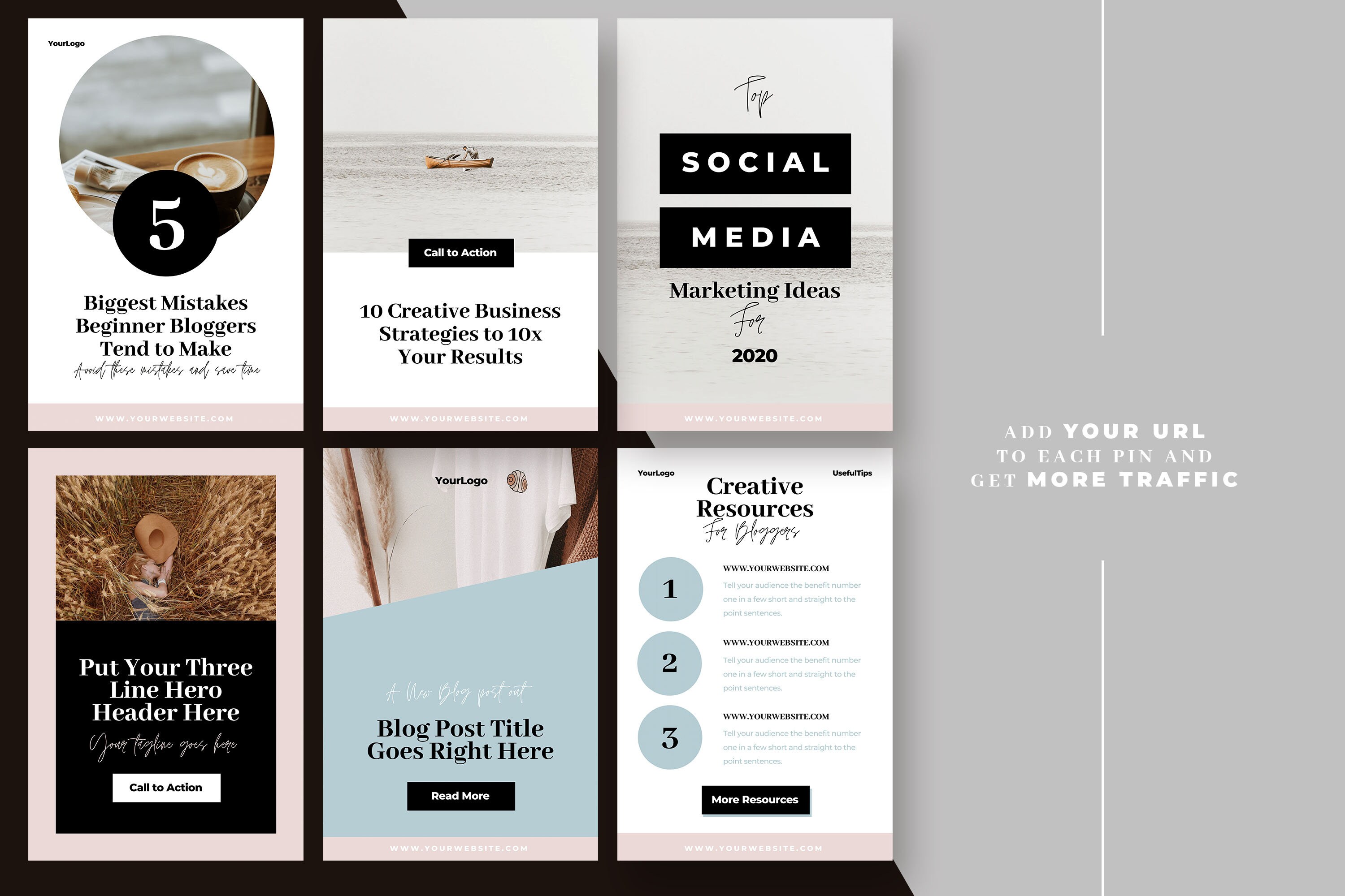 30 Modern Pinterest Templates Mockups / Feminine Pinterest | Etsy