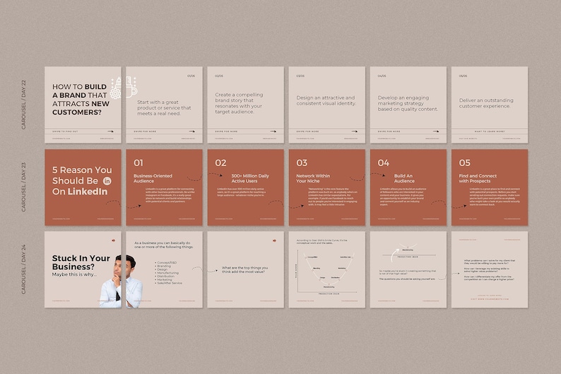 30 Days of Marketing Carousels / Neutral Marketing Carousel Templates ...