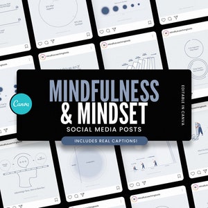 Mindfulness & Mindset Instagram Posts for CANVA, Instagram Mental ...