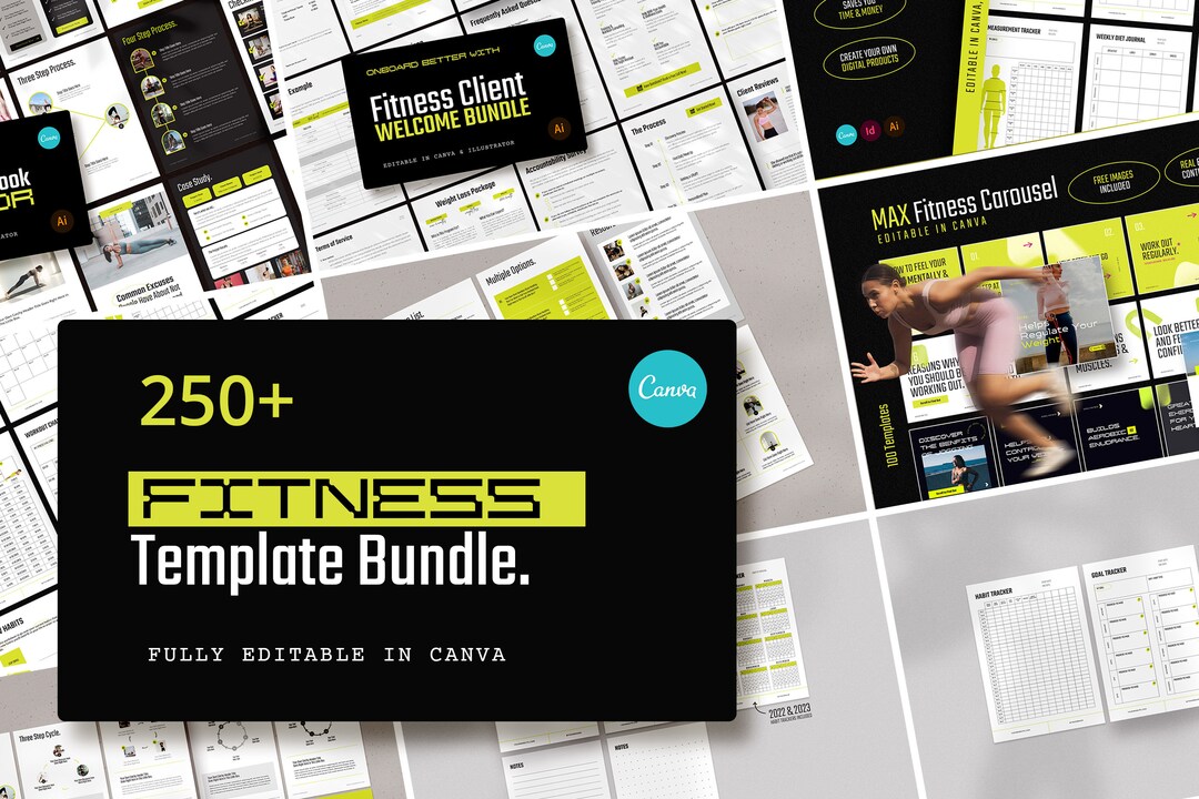 MAX (4-in-1) Fitness Bundle / Fitness Coach & Trainer Bundle for Canva ...