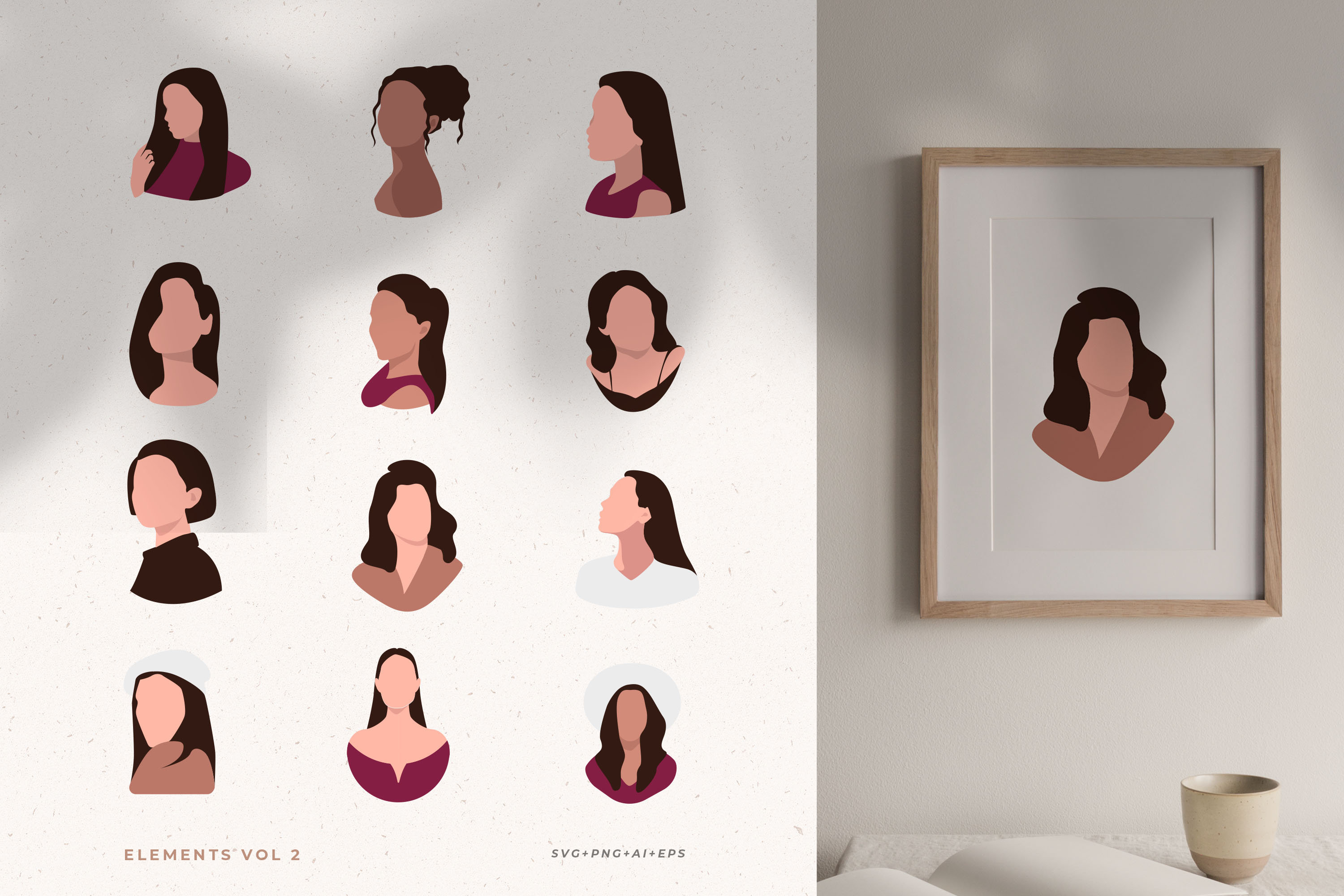 Abstract Feminine SVG & PNG Illustrations Kit - Etsy