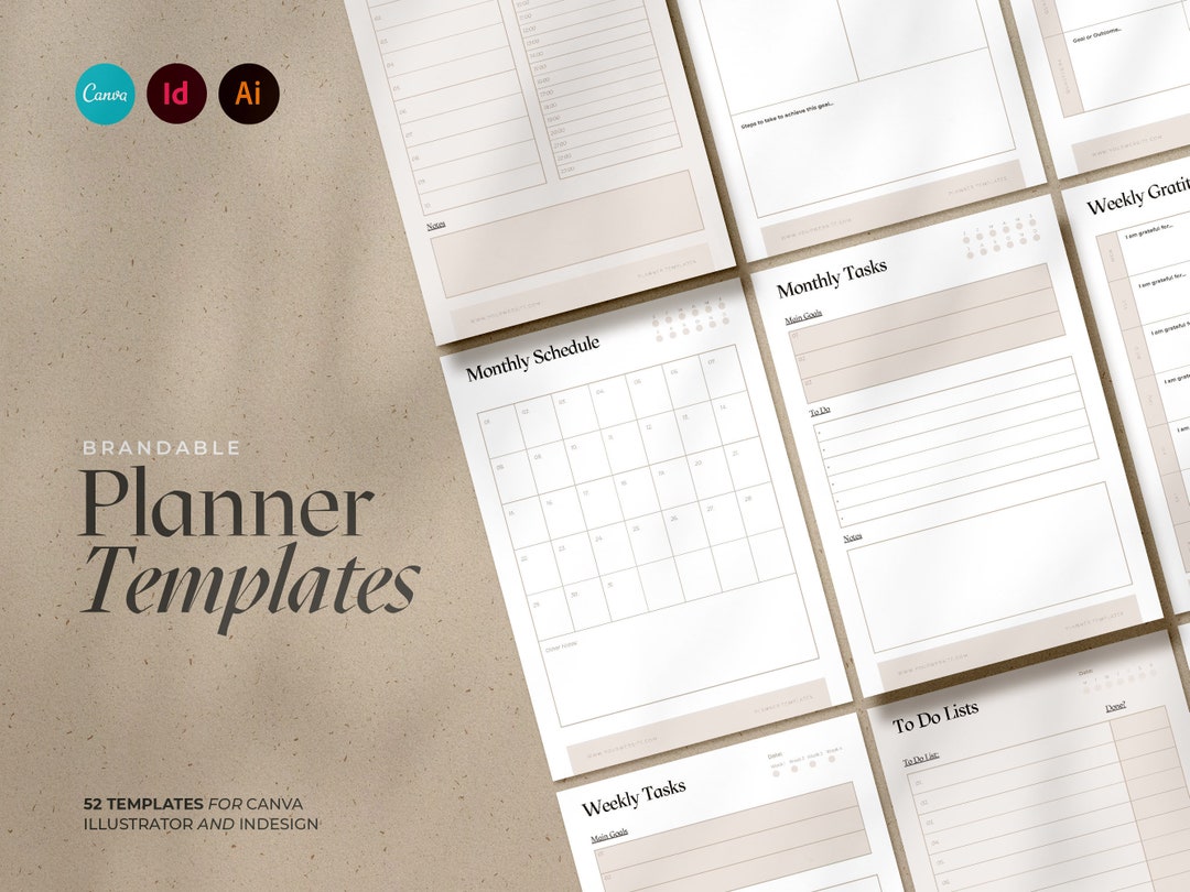 Brandable Planner Templates / Editable Canva Planners / Minimal ...