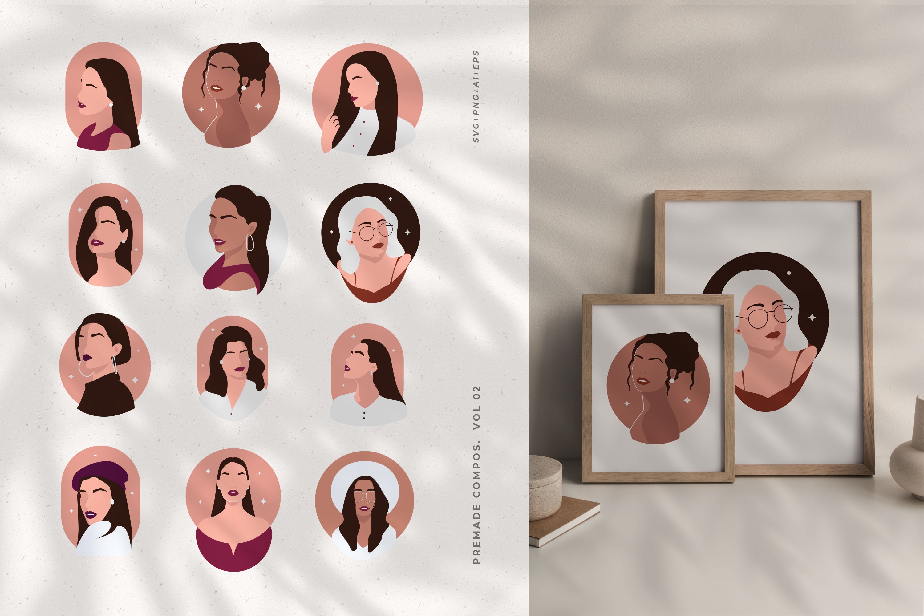 Abstract Feminine SVG & PNG Illustrations Kit - Etsy