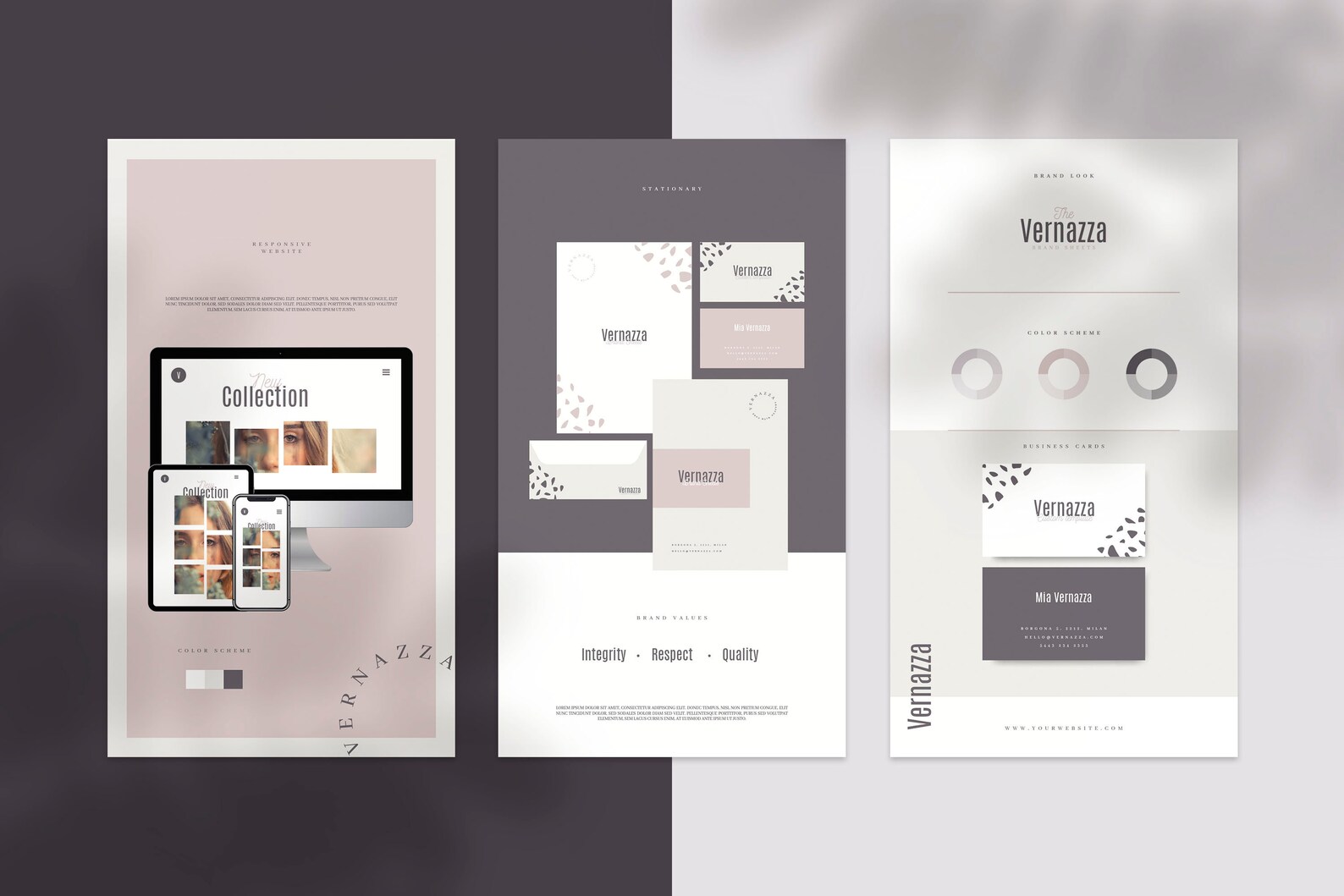Vernazza Brand Sheet Bundle - Modern Brand Board Collection - Elegant ...