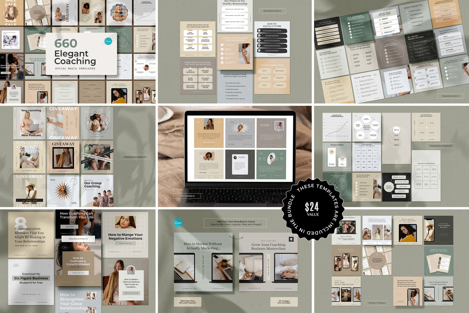 Ultimate Coaching Bundle for CANVA / Therapy Worksheet Templates / Life ...