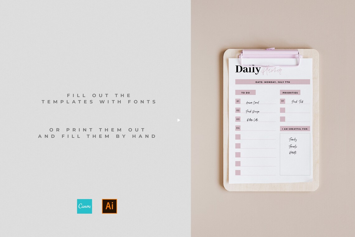 CANVA 24 Planner Templates Bundle / Daily Schedule / Canva | Etsy