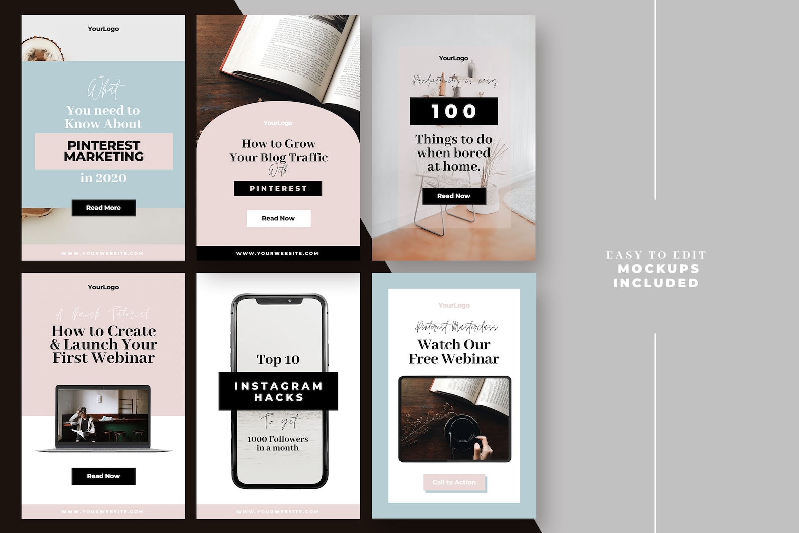 30 Modern Pinterest Templates Mockups / Feminine Pinterest | Etsy