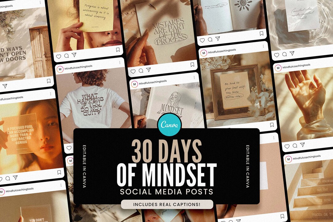 30 Days of Mindset Social Media Posts / Quote Instagram Templates ...