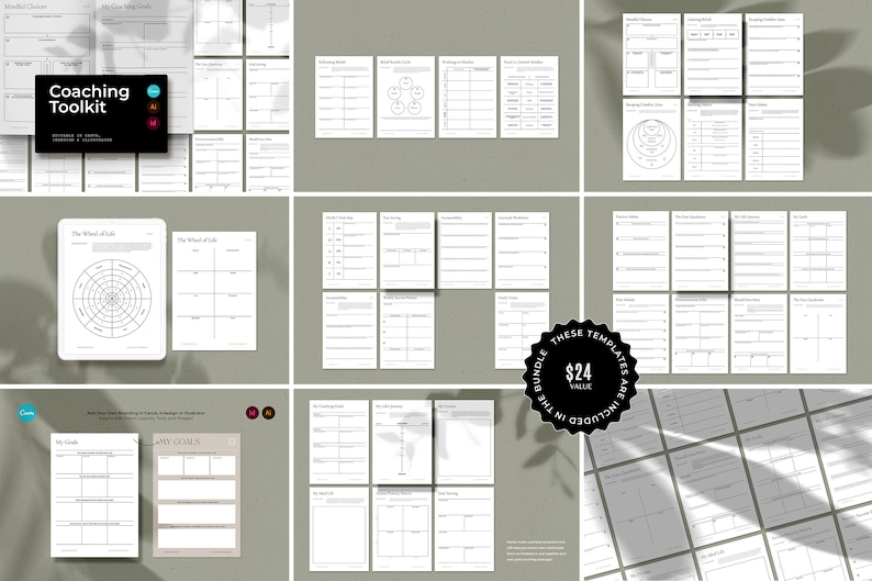 Ultimate Coaching Bundle for CANVA / Therapy Worksheet Templates / Life ...