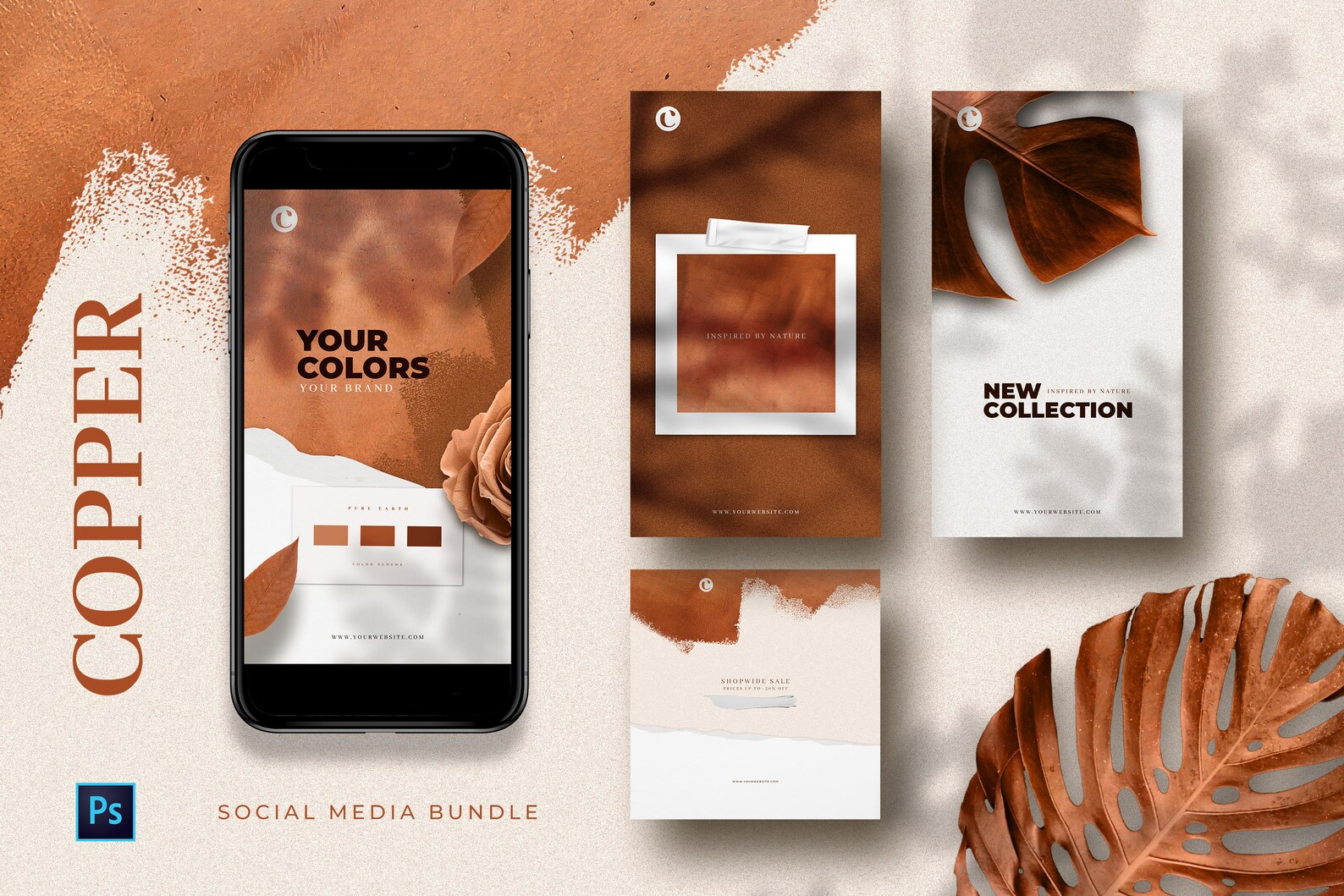 Copper Social Media Templates Bundle Elegant Social Media - Etsy