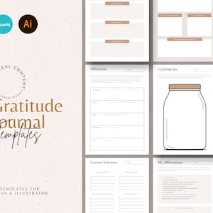 Gratitude Journal Templates for CANVA / Self Help Planners / Gratitude ...