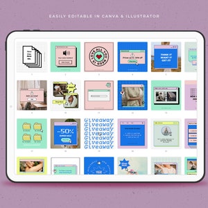 Retro Computer Instagram Templates / CANVA Social Media Templates ...