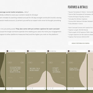 Mental Health & Mindset Carousels for CANVA / Elegant Instagram ...