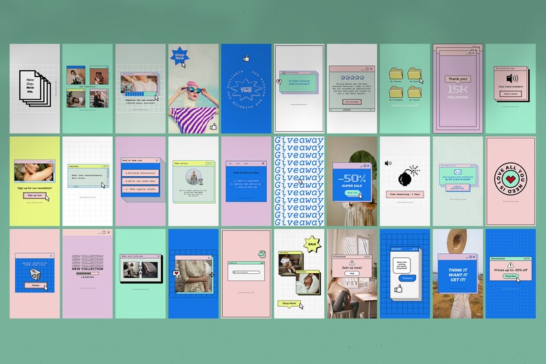 Retro Computer Instagram Templates / CANVA Social Media - Etsy