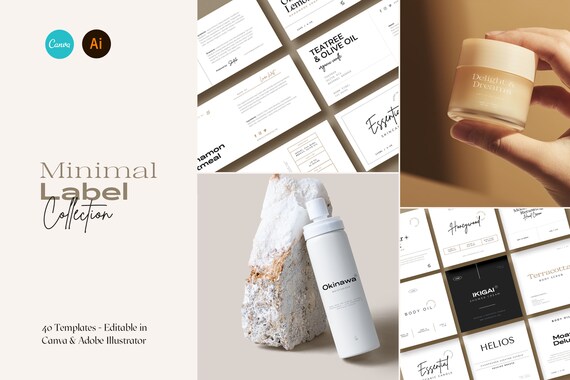 Bespoke & Minimal Labels for CANVA / Cosmetic Jar Labels / - Etsy