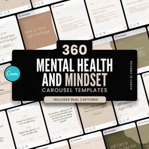 Mental Health & Mindset Instagram Templates for CANVA / Carousel ...
