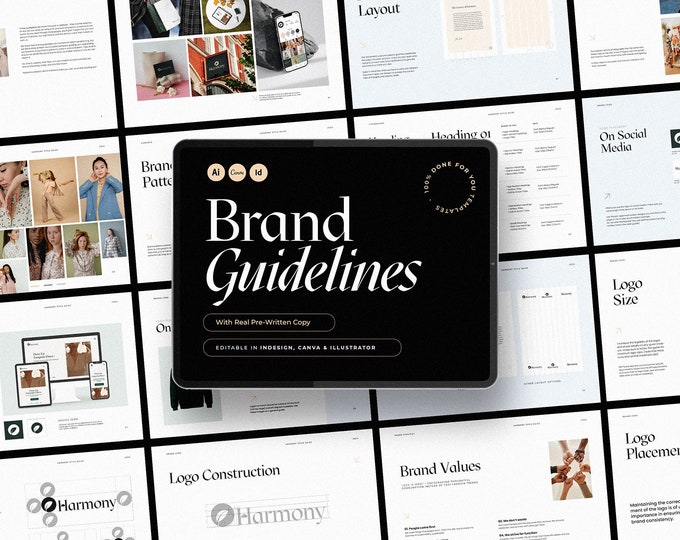 HARMONY Brand Guidelines for Canva, Illustrator, and Indesign - Etsy