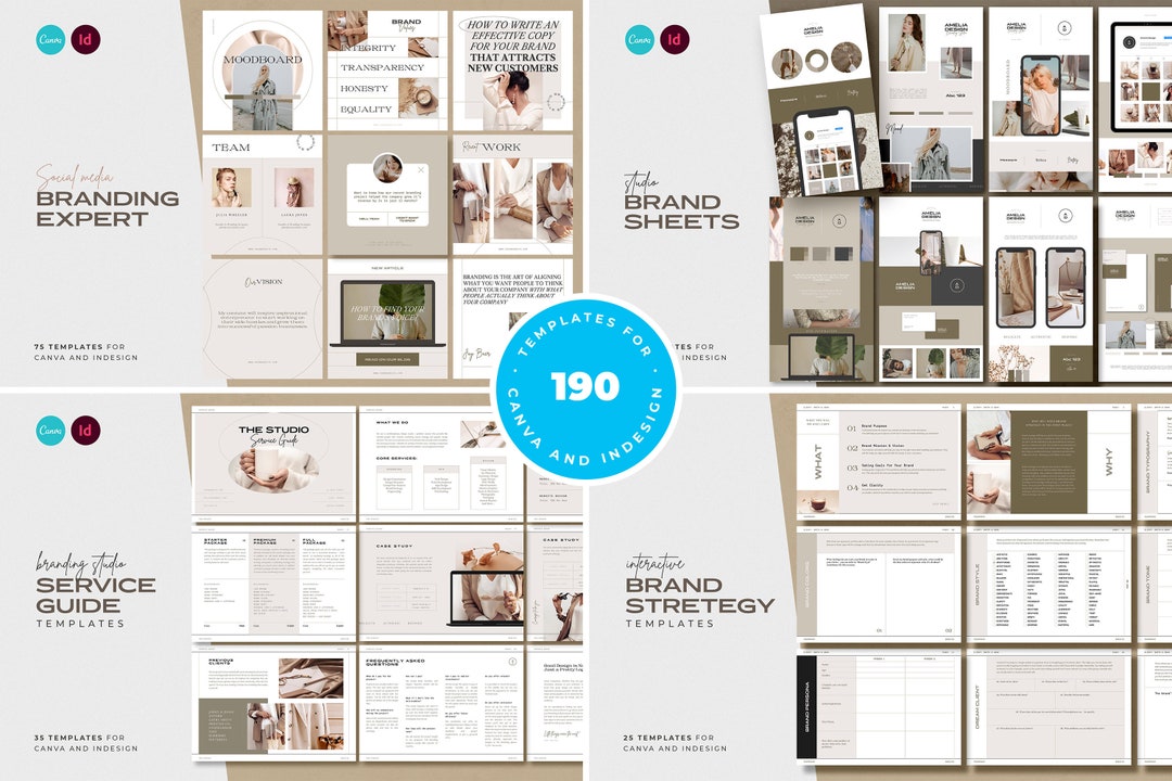 Ultimate Branding Expert Bundle for Canva and Indesign / 190 Ready Made ...