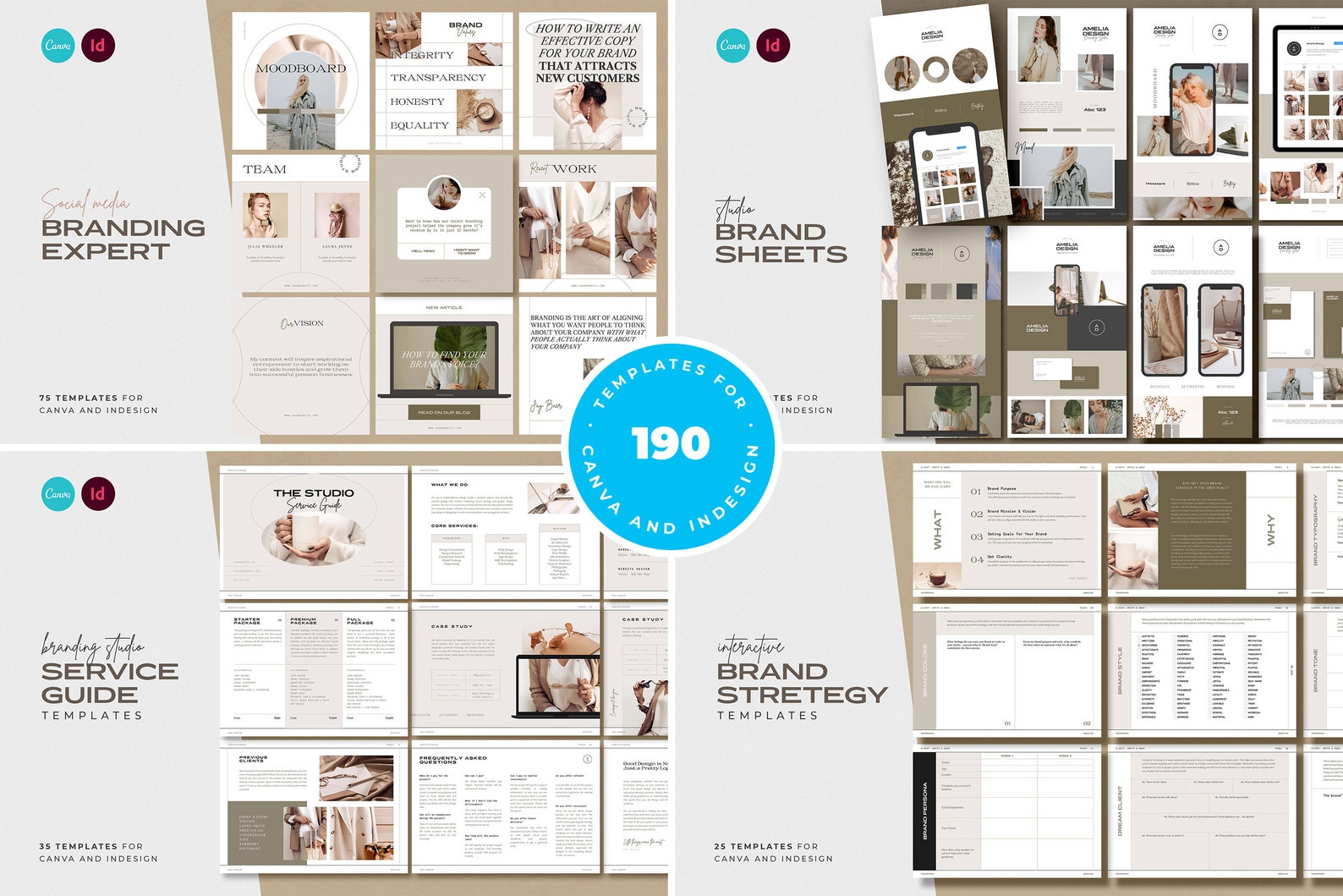 Ultimate Branding Expert Bundle for Canva and Indesign / 190 Ready Made ...