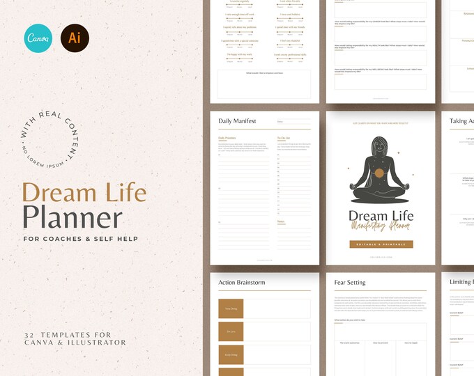 Dream Life Self Help Planners CANVA / Self Help Planners / Mindset ...