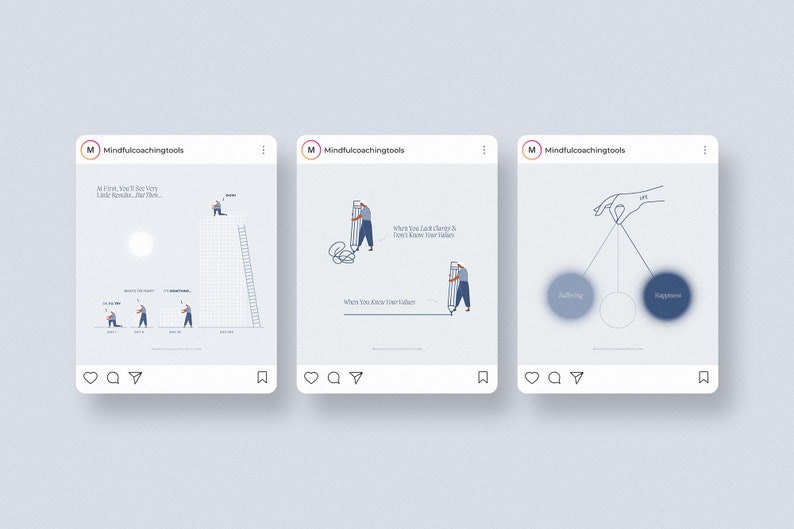 Mindfulness & Mindset Instagram Posts for CANVA, Instagram Mental ...