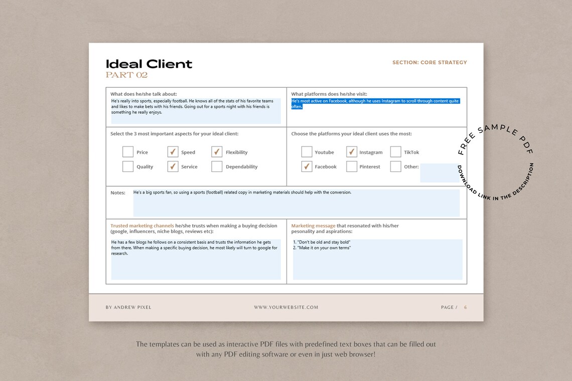 Interactive Marketing Workbook / Brandable Marketing Strategy - Etsy