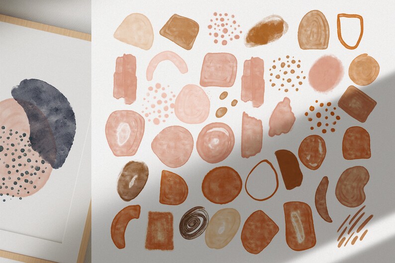 Modern Watercolor Shapes Bundle / Minimal Watercolor Splashes Bundle - Etsy