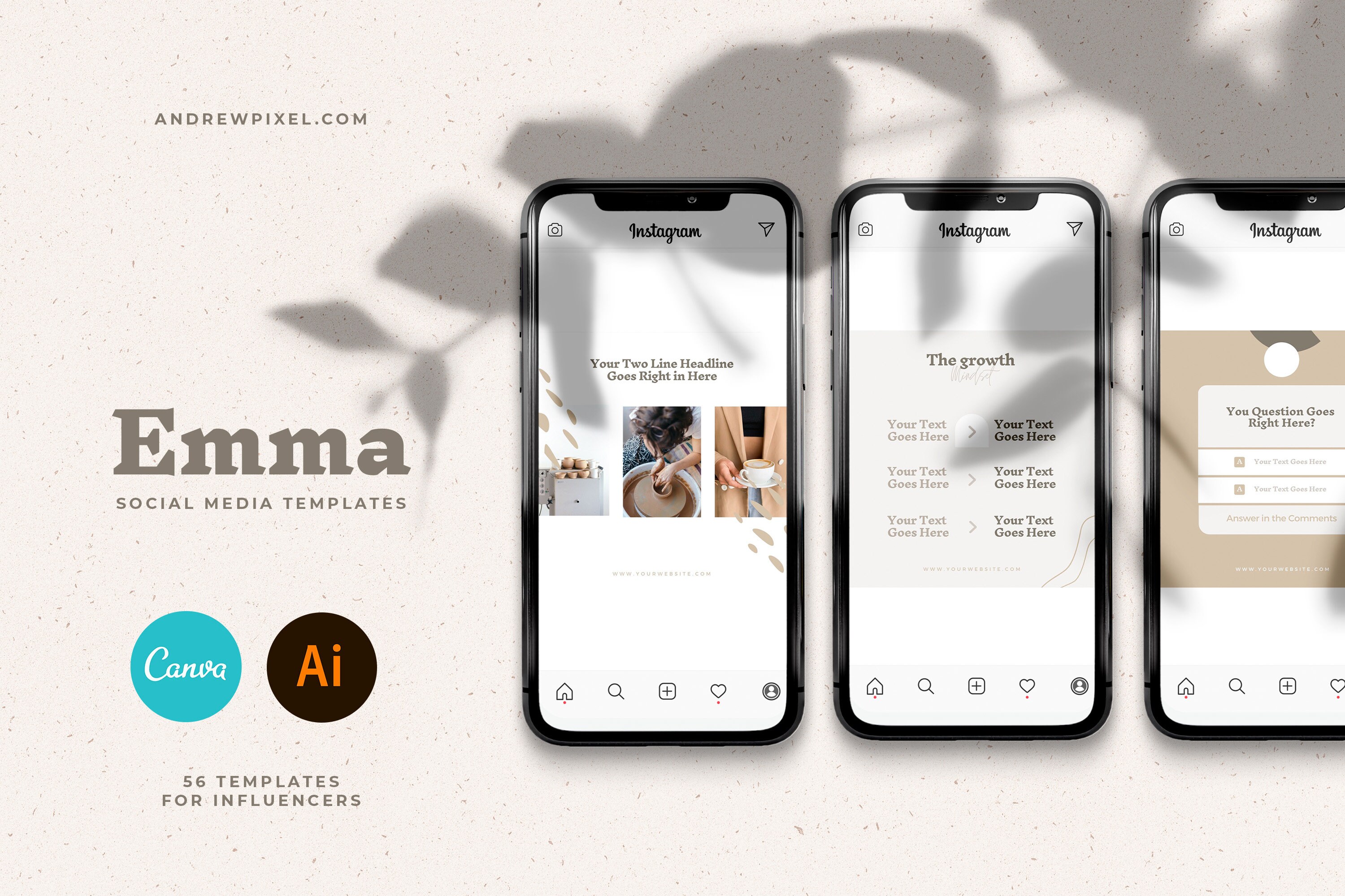 Emma Social Media Templates / Influencer Canva Templates / Canva ...