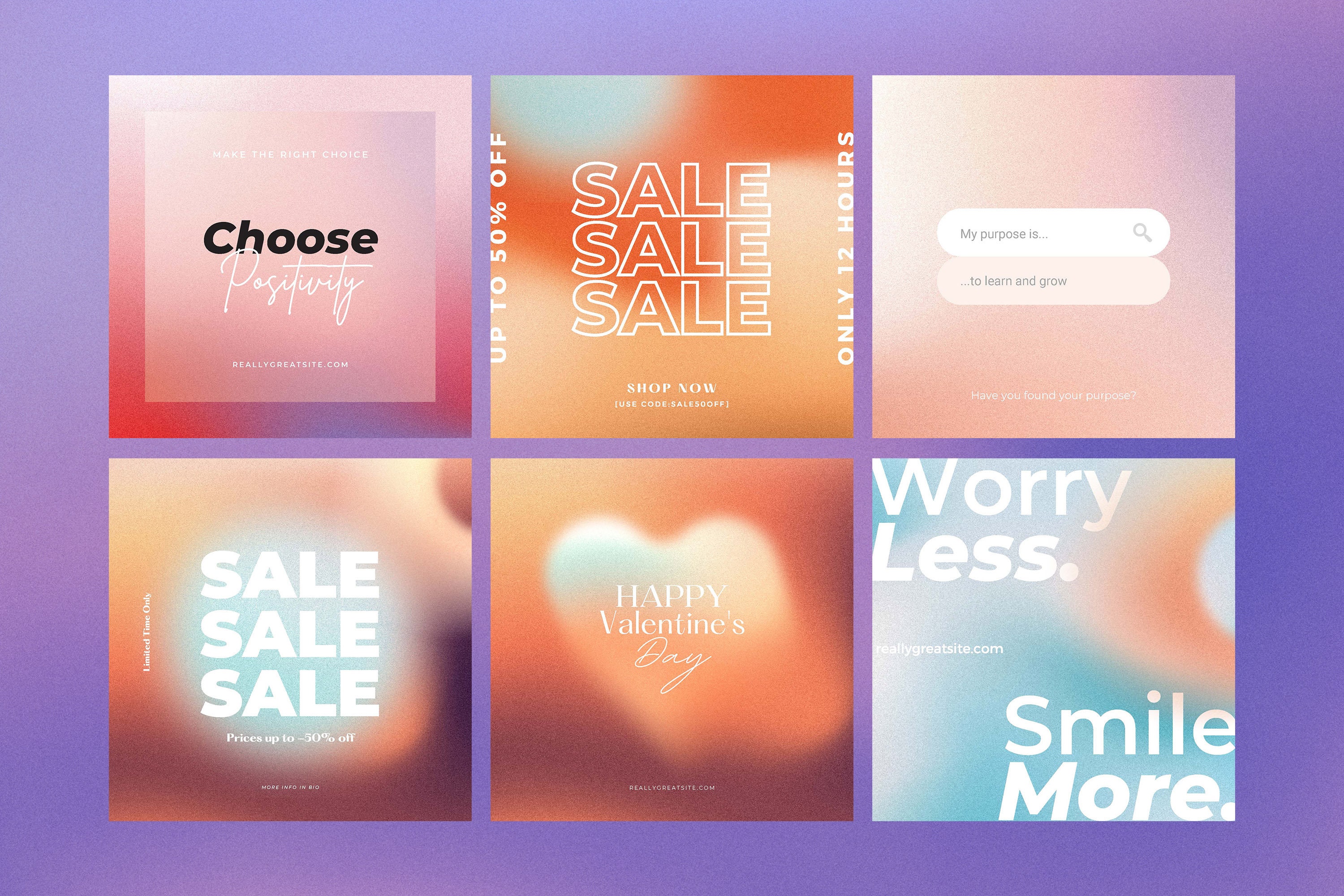 Gradient Social Media Kit for CANVA / CANVA Social Media | Etsy