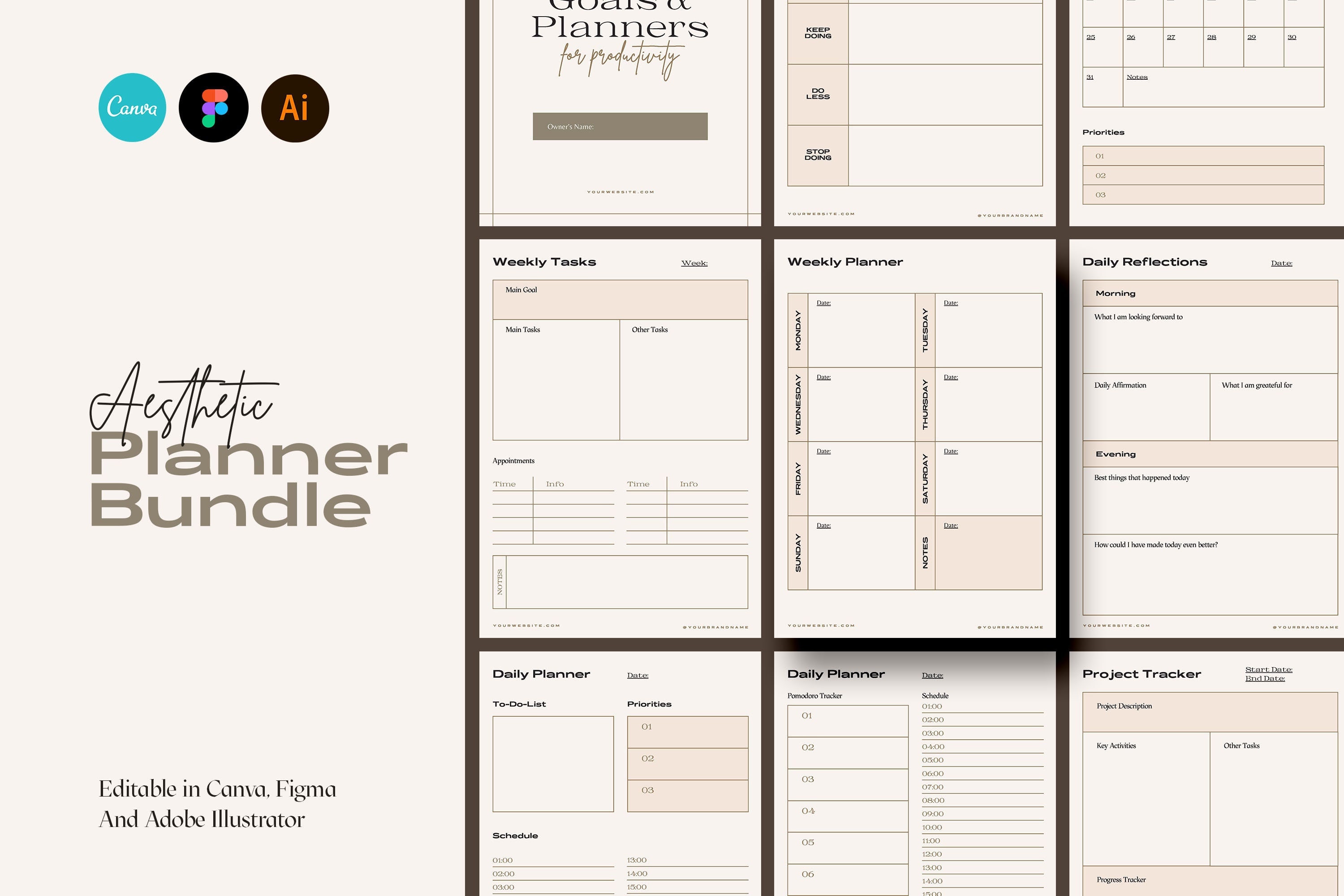 50 Aesthetic Planner Bundle More / CANVA Planners Bundle / - Etsy