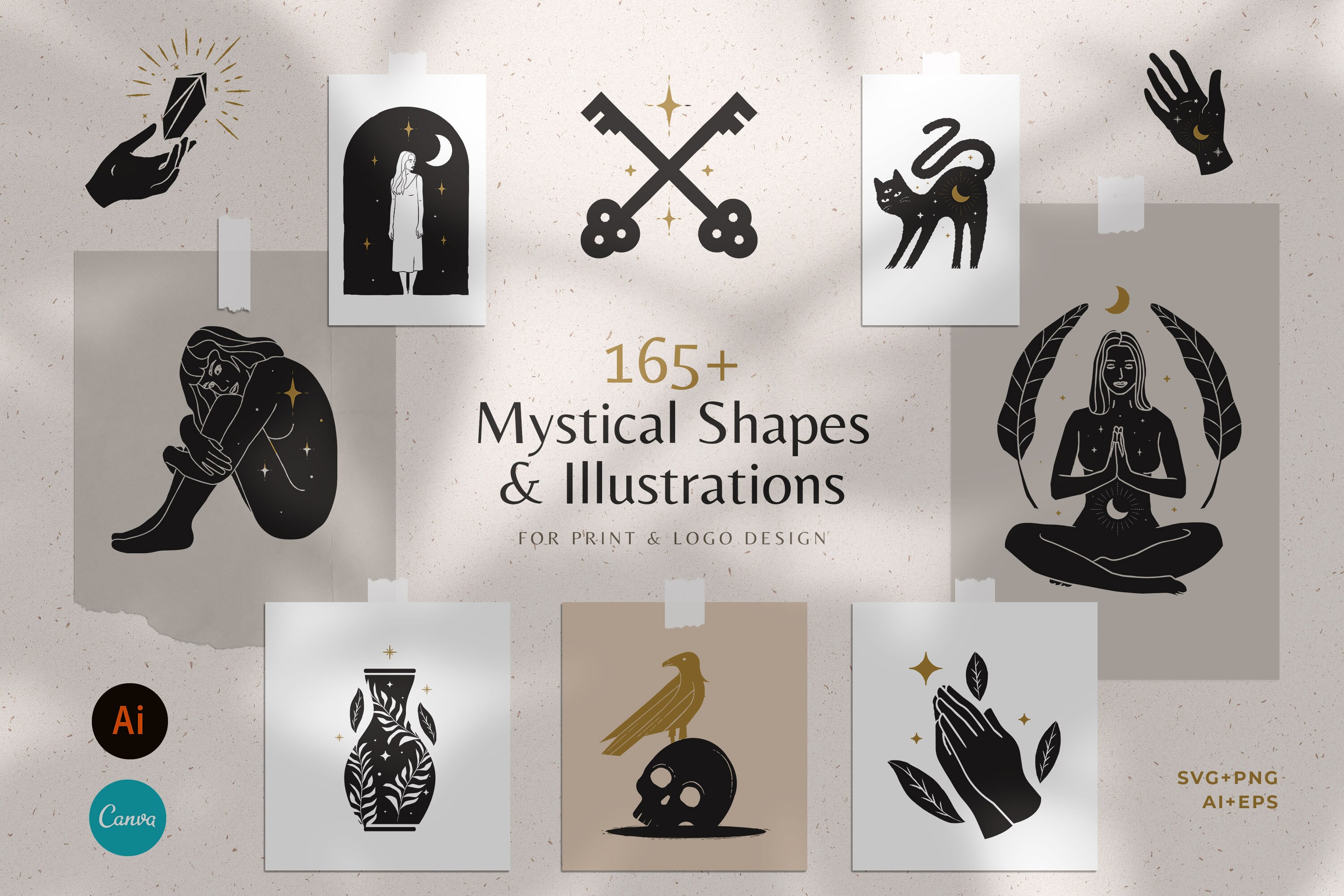 165+ Mystical Illustration Bundle / Esoteric Illustrations / Modern ...