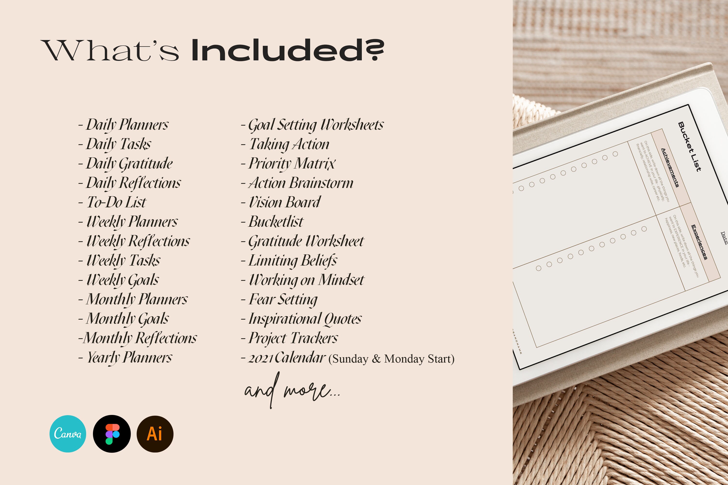 50+ Aesthetic Planner Bundle + More / CANVA Planners Bundle / Editable ...