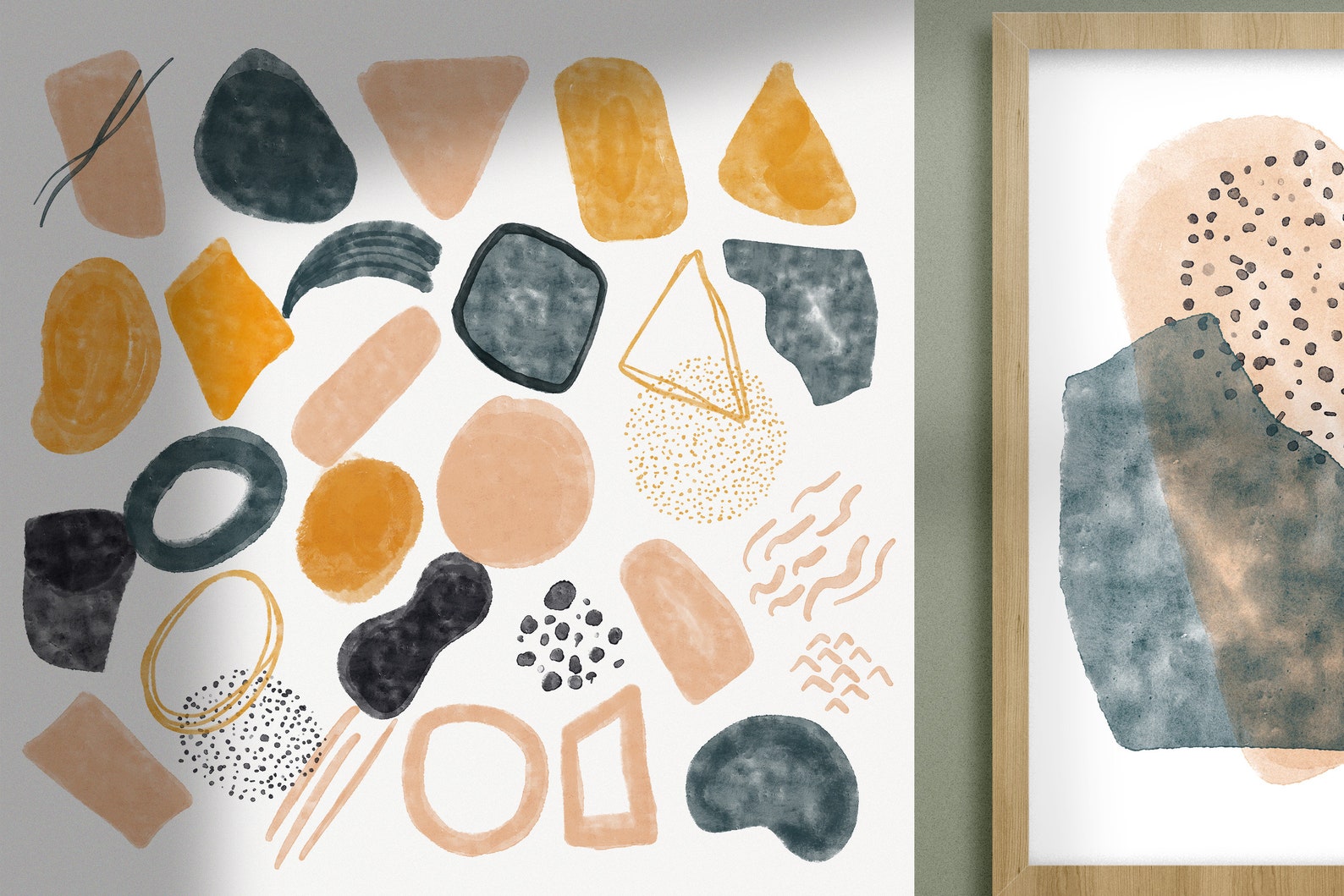 Modern Watercolor Shapes Bundle / Minimal Watercolor Splashes Bundle - Etsy