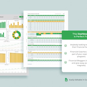 Personal Finance Dashboard for Google Sheets / Editable Savings Tracker ...