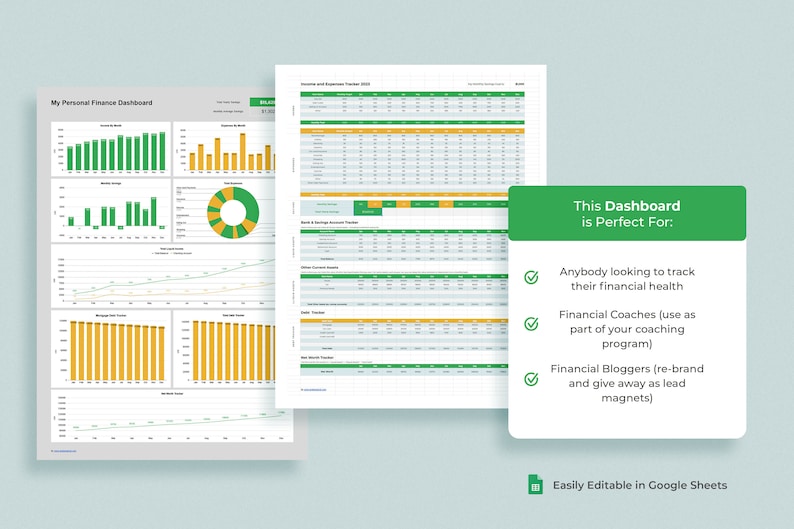 Personal Finance Dashboard for Google Sheets / Editable - Etsy