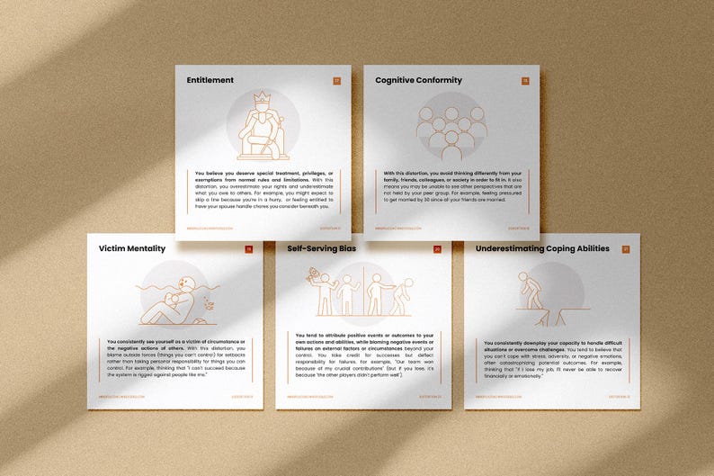 Cognitive Distortions Flash Cards / Thinking Error Coaching Tools ...