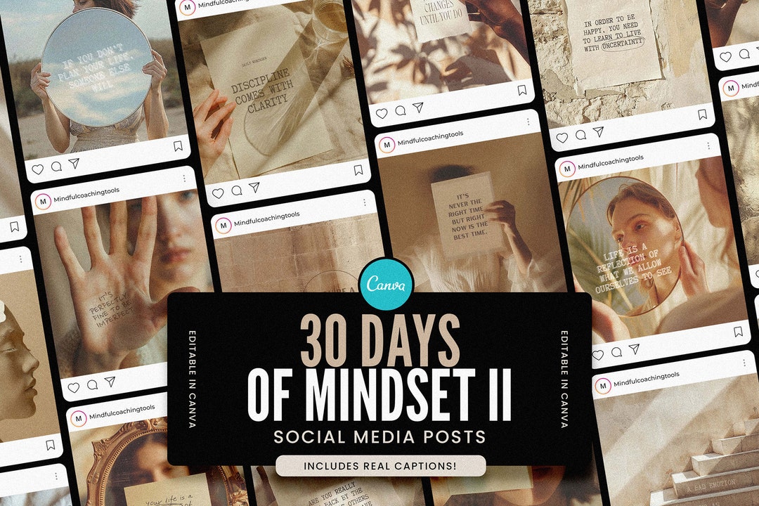 30 Days of Mindset II Instagram Posts / Quote Instagram Templates ...