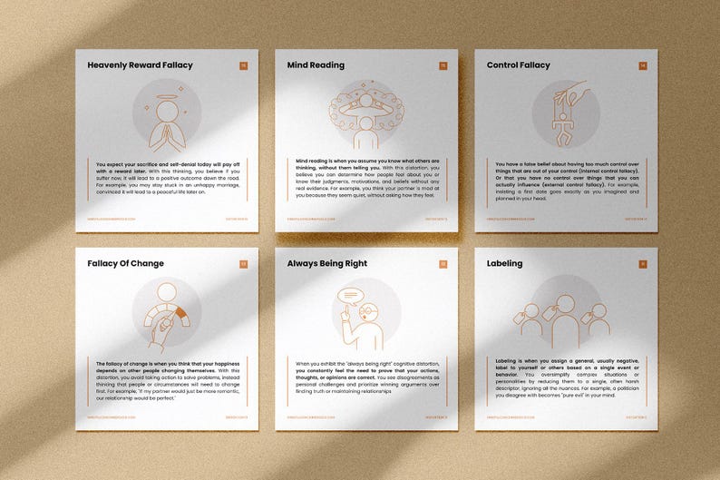 Cognitive Distortions Flash Cards / Thinking Error Coaching Tools ...