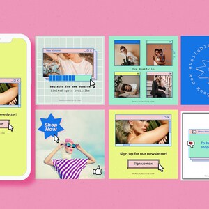 Retro Computer Instagram Templates / CANVA Social Media Templates ...
