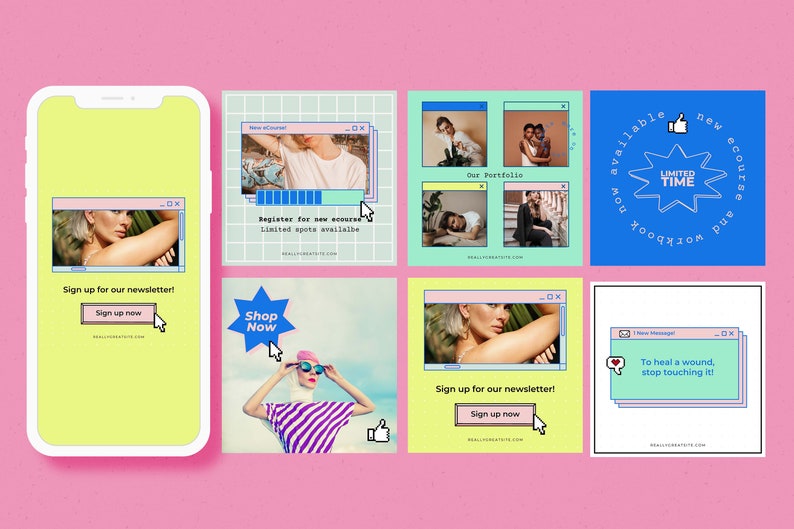 Retro Computer Instagram Templates / CANVA Social Media - Etsy