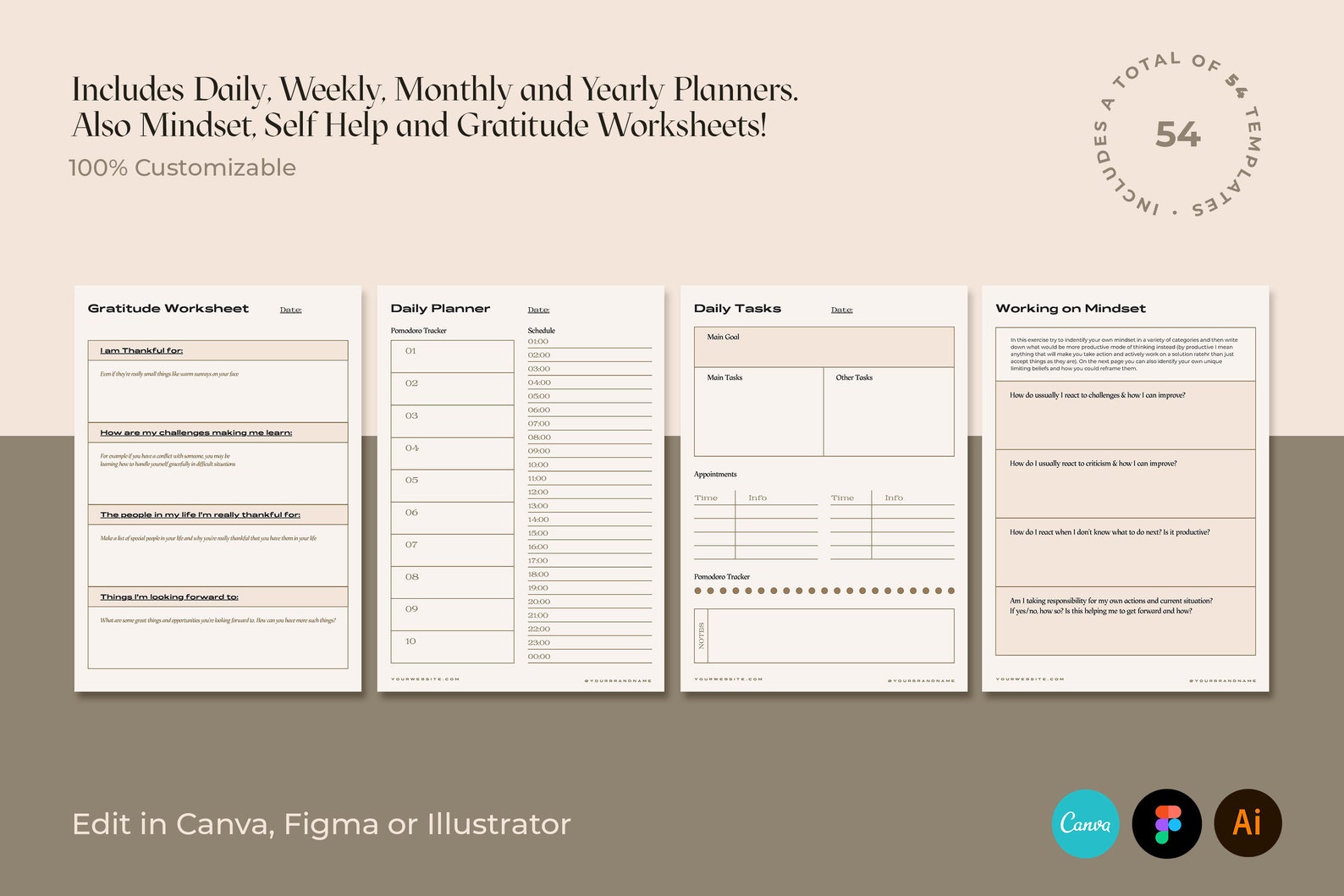 50 Aesthetic Planner Bundle More / CANVA Planners Bundle / - Etsy