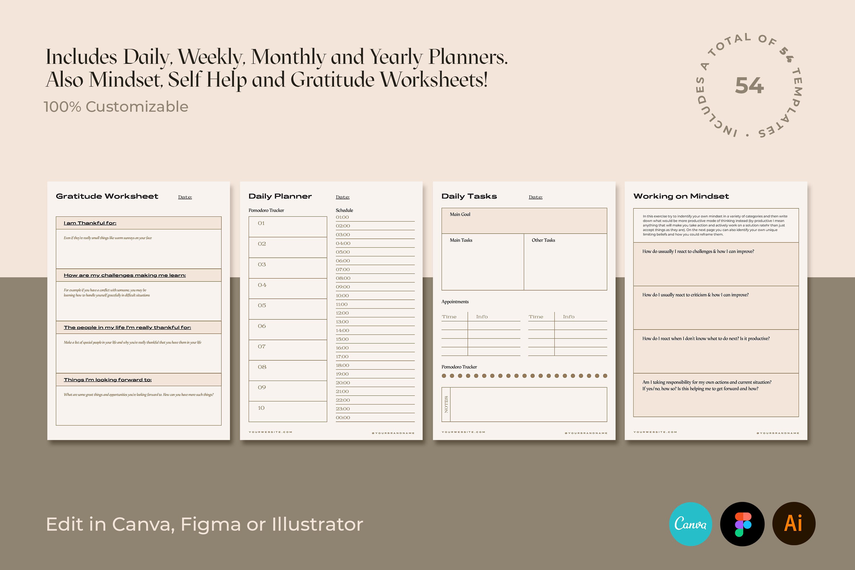 50+ Aesthetic Planner Bundle + More / CANVA Planners Bundle / Editable ...