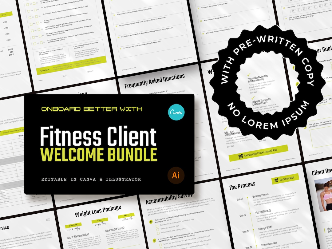 MAX Fitness Client Welcome Bundle / Fitness Client Onboarding Templates ...