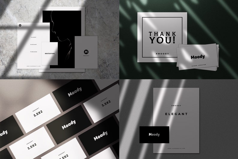 Moody Stationery Mockups Shadow Overlay Mockups Business - Etsy