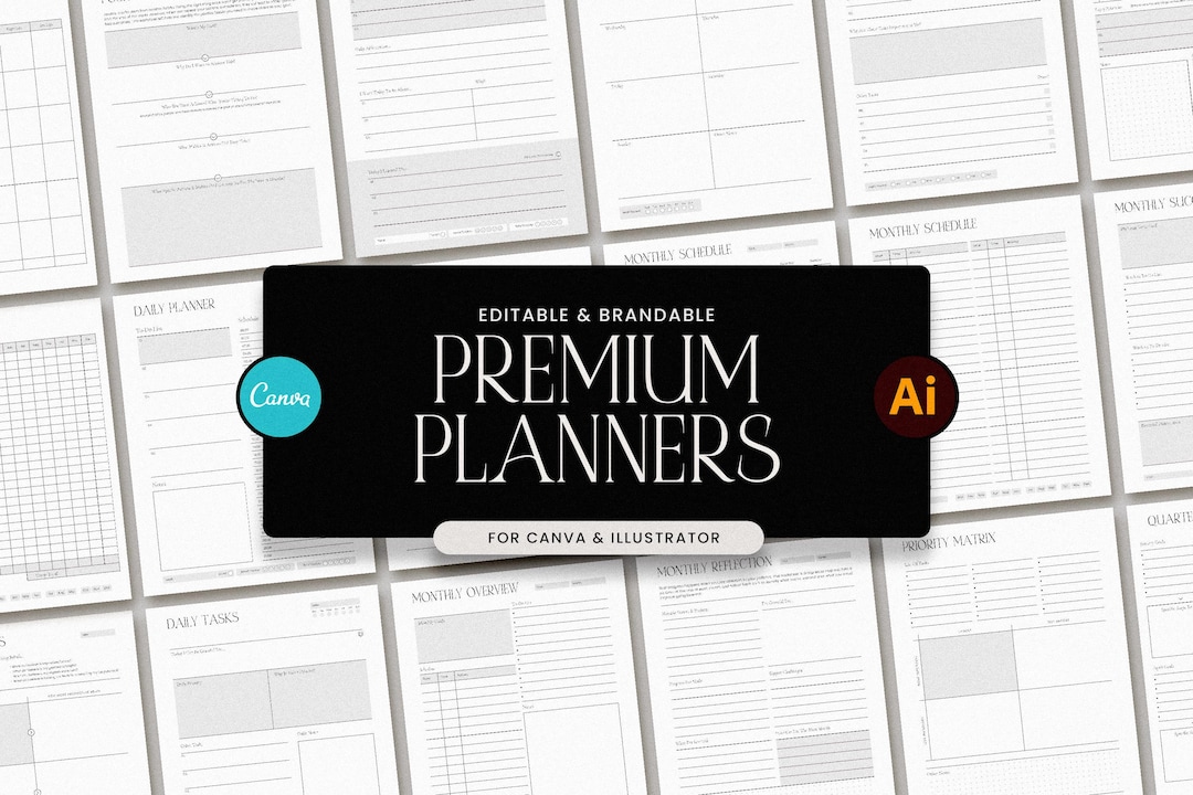 Premium Editable Planner Templates / for Illustrator and Canva / Daily ...