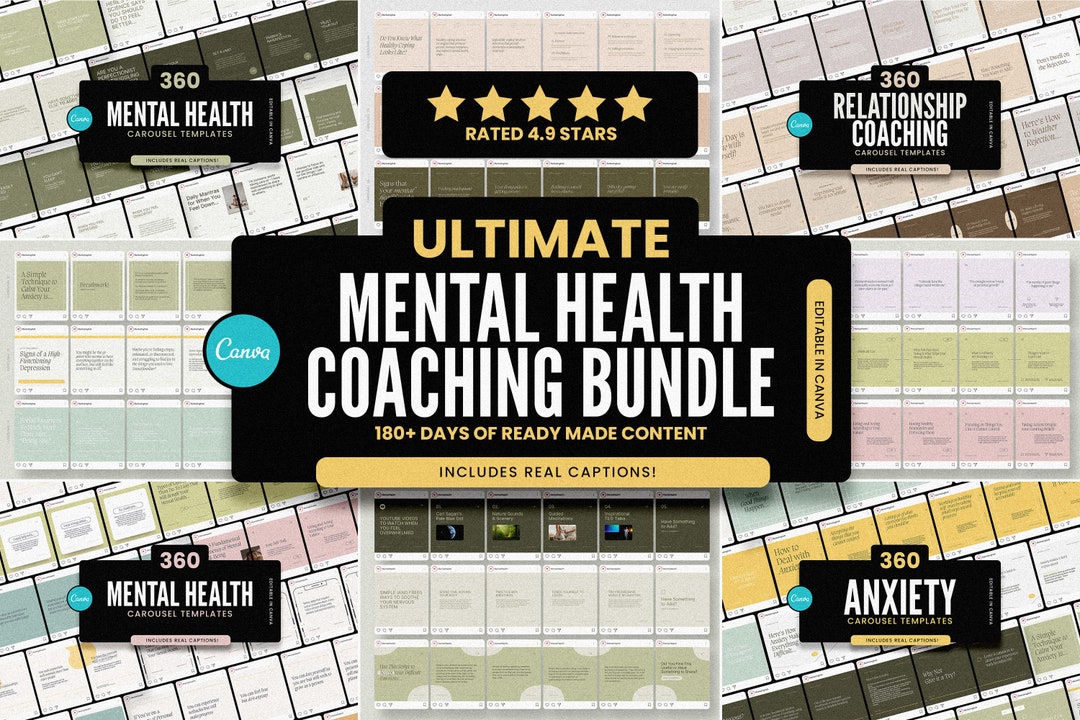 Mental Health & Mindset Instagram Templates for CANVA / Carousel ...