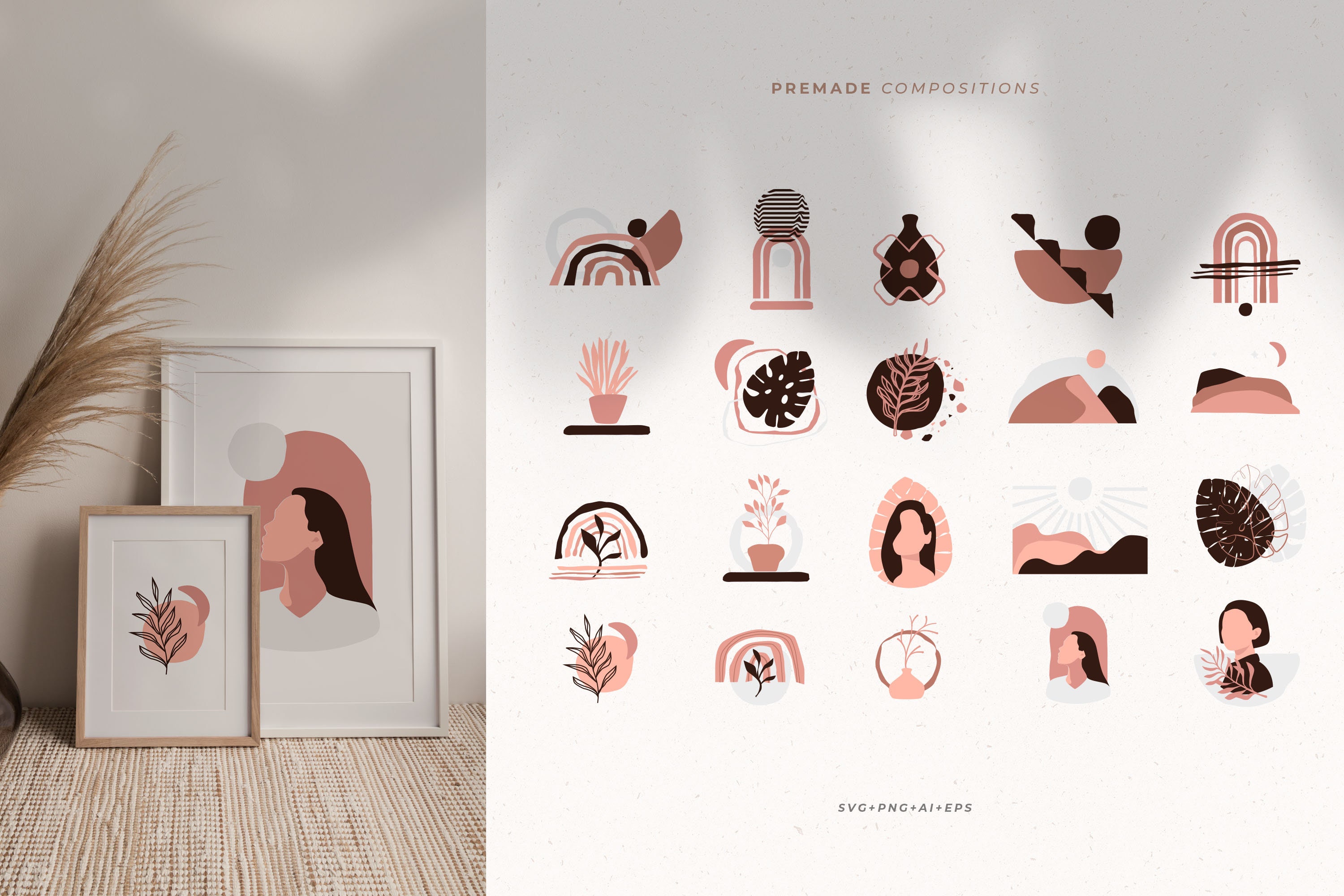 Abstract Feminine SVG & PNG Illustrations Kit - Etsy