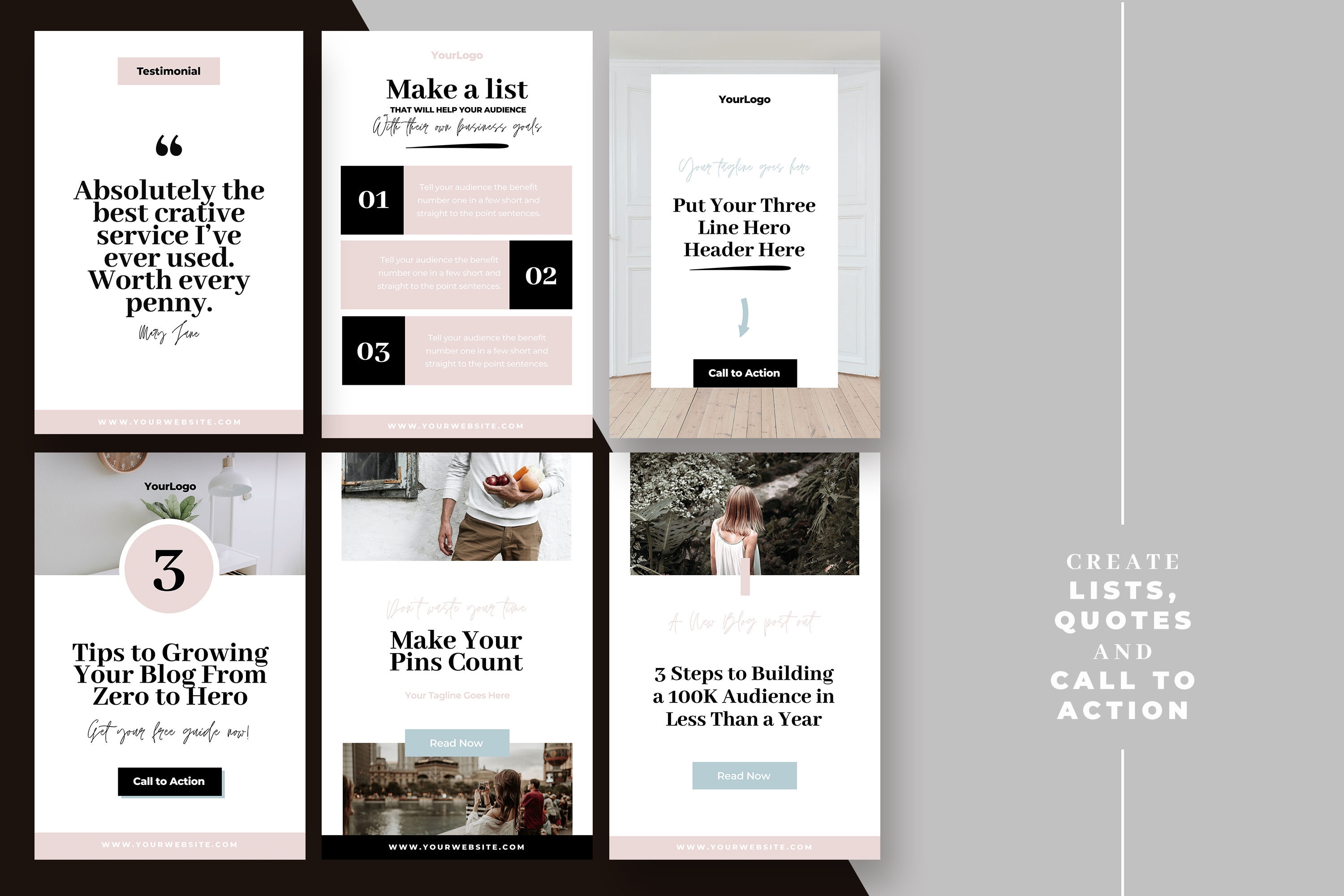 30 Modern Pinterest Templates Mockups / Feminine Pinterest | Etsy