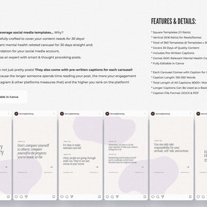 Mental Health & Mindset Carousels for CANVA - With REAL Content and ...